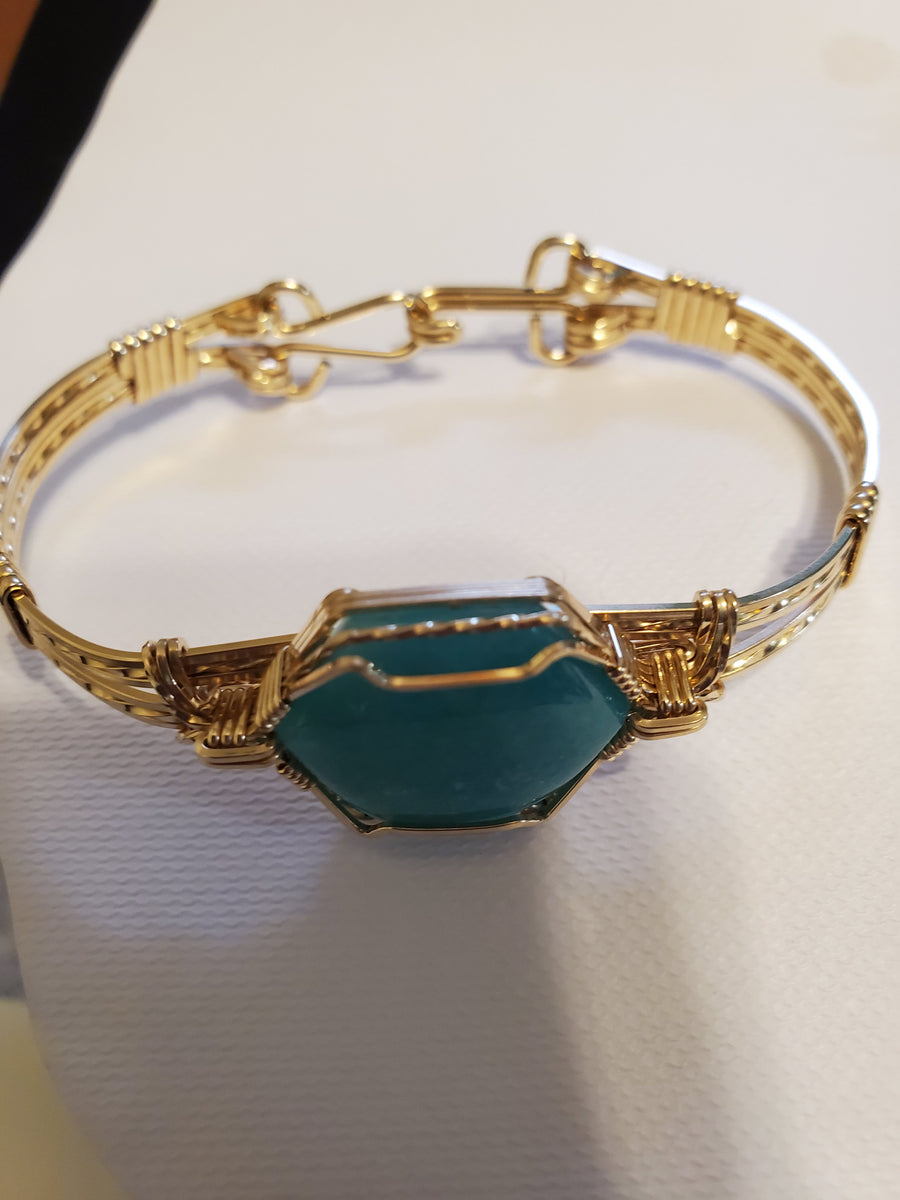 Custom Wire Wrapped Amazonite AAA+ Quality Virginia Gemstone Bracelet ...